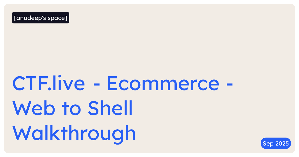 CTF.live - Ecommerce - Web to Shell Walkthrough